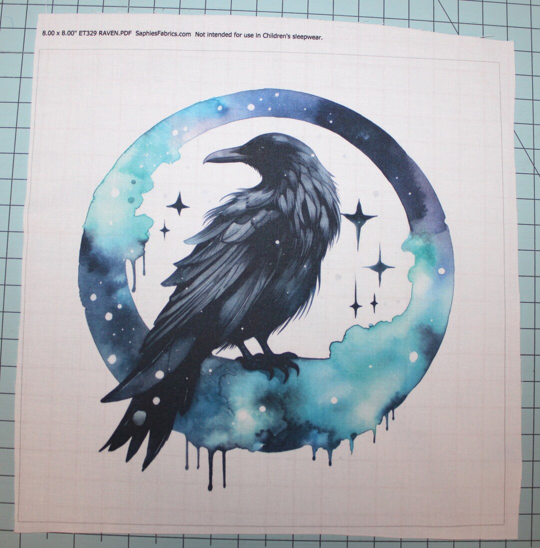 Raven 100% Cotton Fabric Panel Square Small Sewing Quilting Block ET329 ...