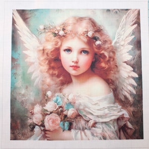 Angel Girl 100% Cotton Fabric Panel Square Small Quilting Sewing Panel ...