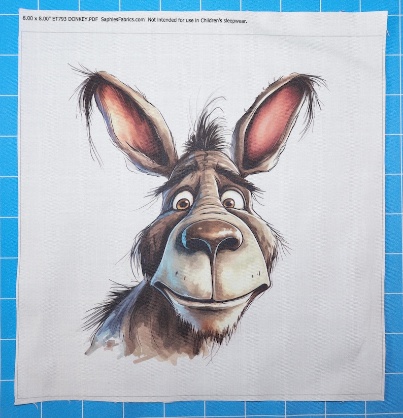 Humor/expression Donkey 100% Cotton Fabric Panel Block Quilt Square ...
