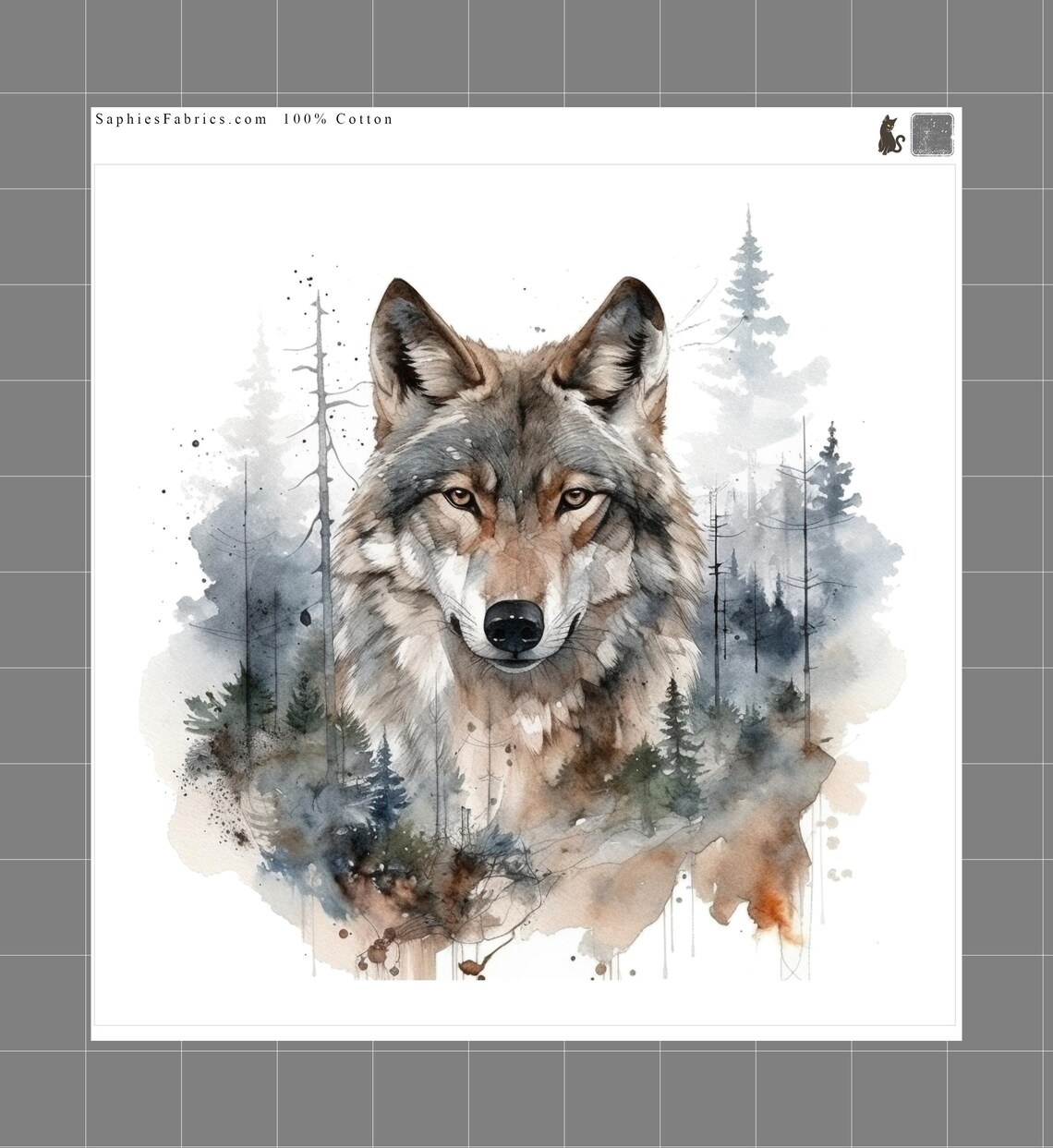Wolf 100% Cotton Fabric Panel Block Quilt Square D161 - Etsy