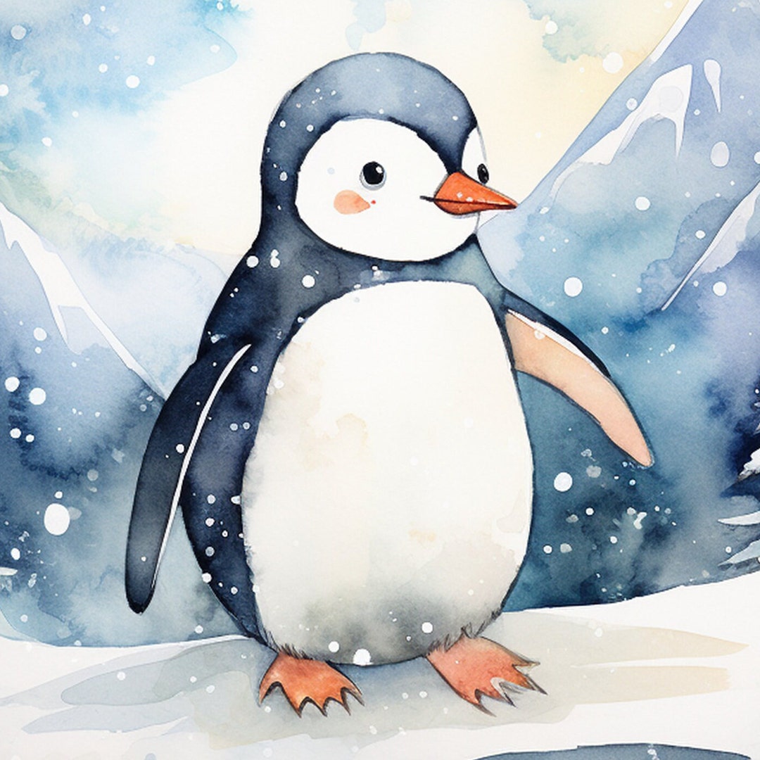 Winter Penguin 100% Cotton Fabric Panel Square Small Quilting Sewing ...