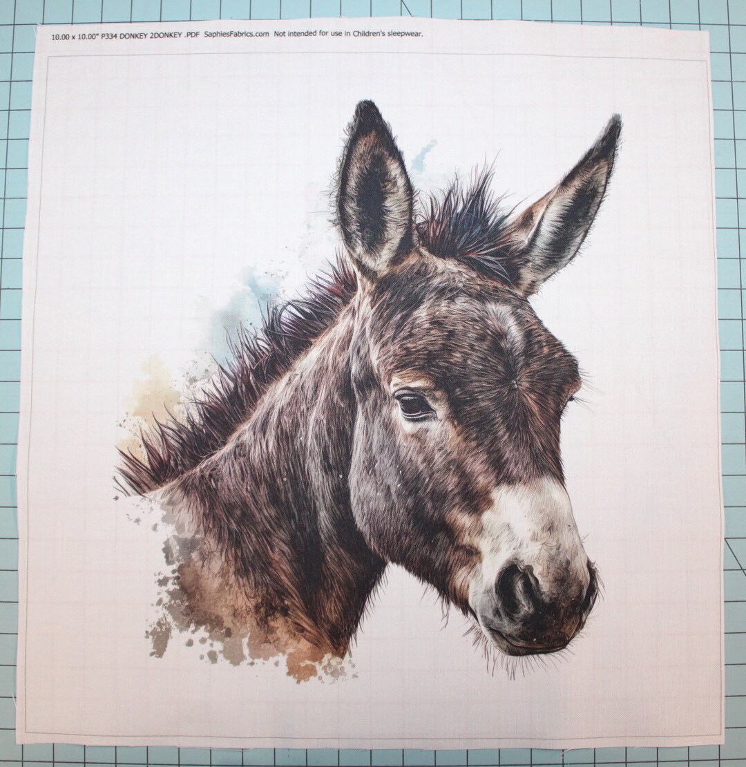 Donkey 100% Cotton Fabric Panel Square Small Sewing Quilting Block P334 ...