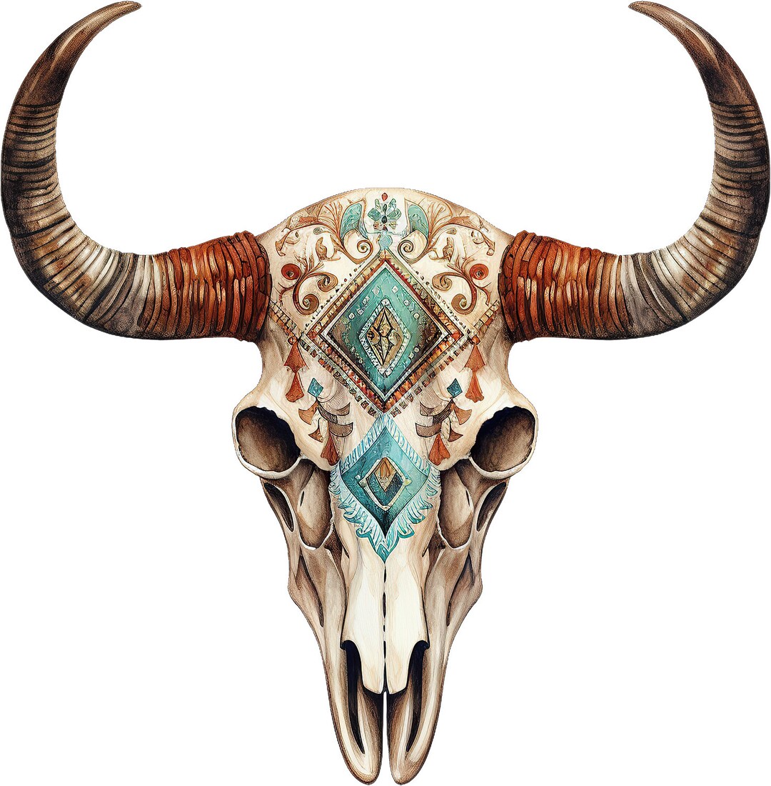 Bull Skull 100% Cotton Fabric Panel Square Small Sewing Quilting Block ...