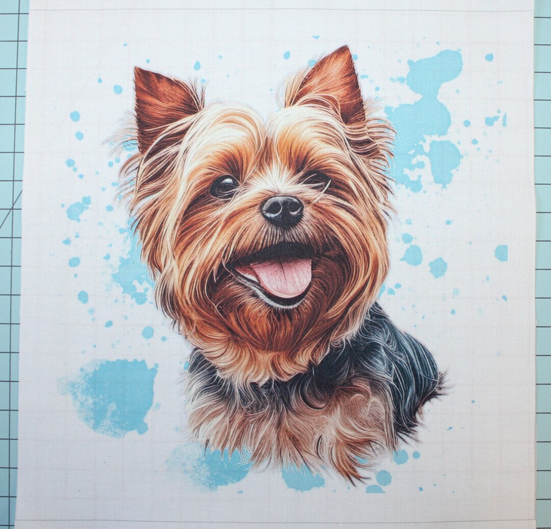 Yorkie Yorkshire 100% Cotton Fabric Panel Square Small Quilting Sewing ...
