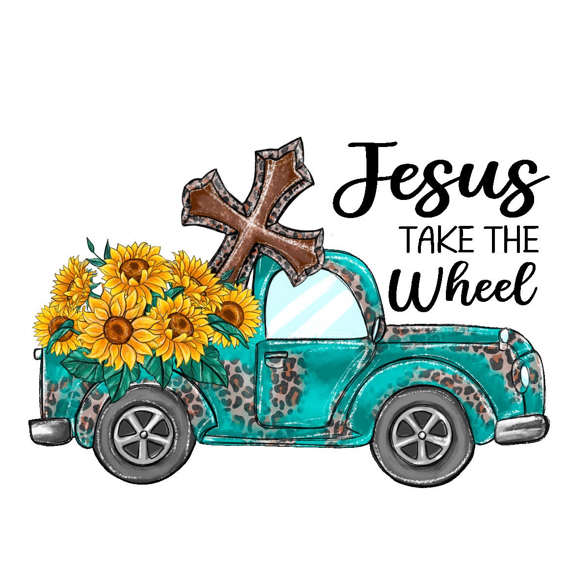 Jesus Take the Wheel Cross 100% Cotton Fabric Panel Square - Etsy