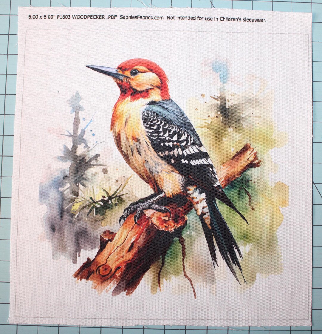 Woodpecker 100% Cotton Fabric Panel Block | Small Sewing Quilting ...