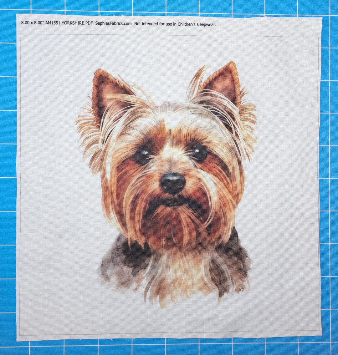 Yorkshire Yorkie 100% Cotton Fabric Panel Block | Small Sewing Quilting ...