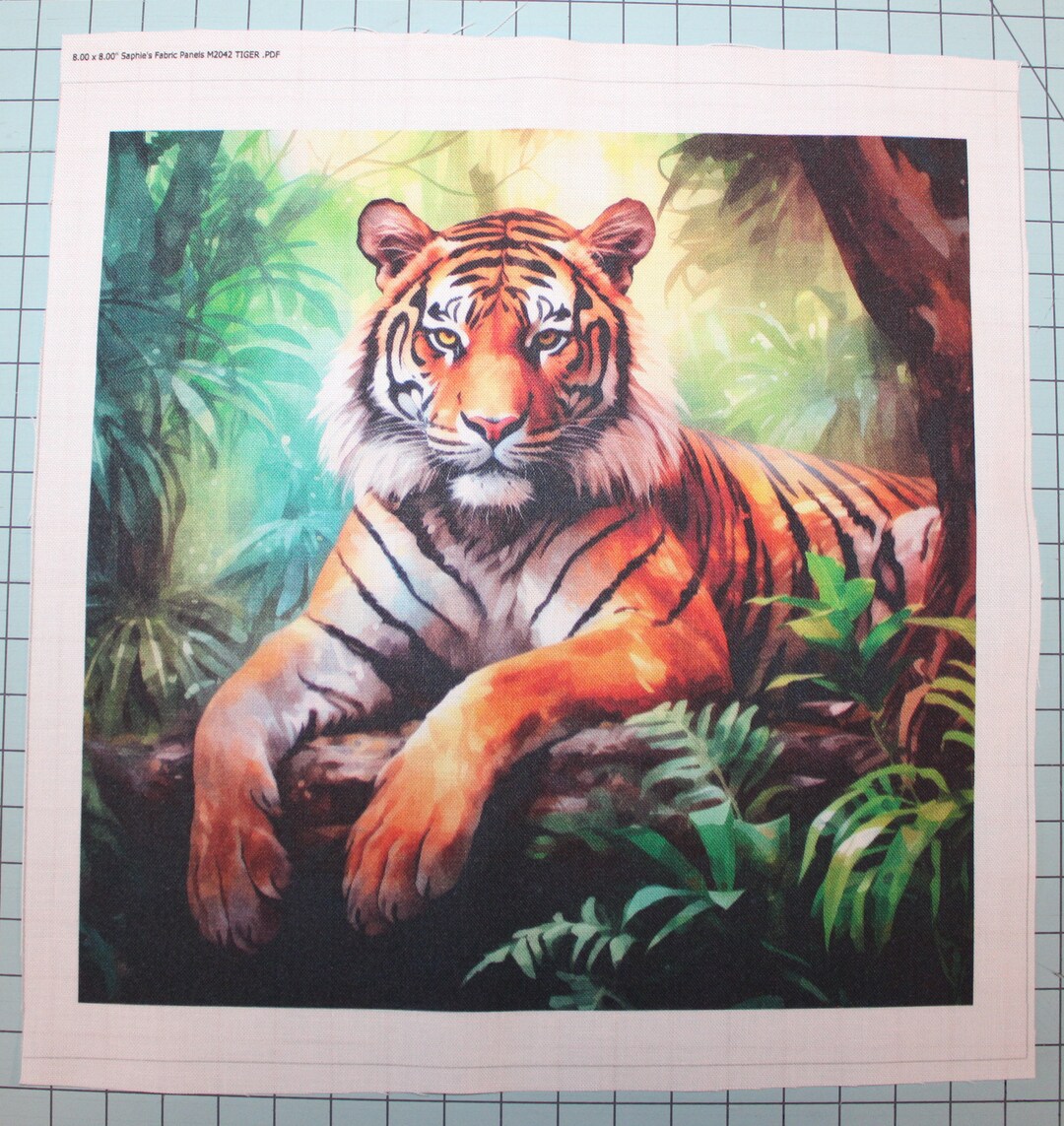 Tiger 100% Cotton Fabric Panel Block | Small Sewing Quilting Square ...