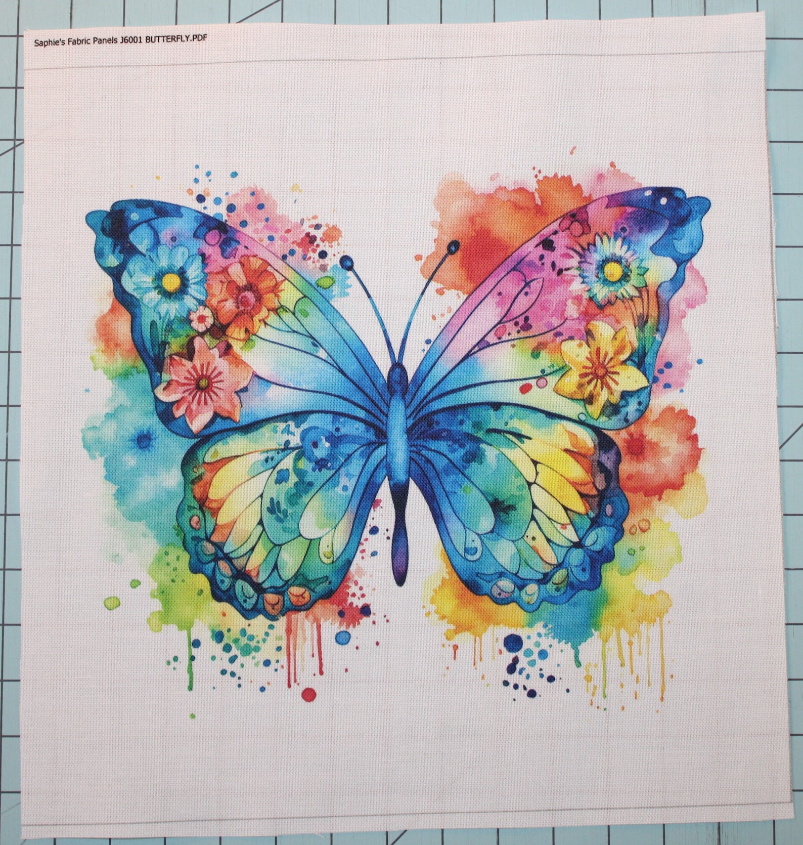 Butterfly 100% Cotton Fabric Panel Square Small Quilting Sewing Block ...