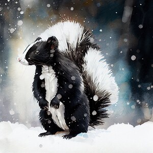 Winter Skunk 100% Cotton Fabric Panel Block | Small Sewing Quilting ...