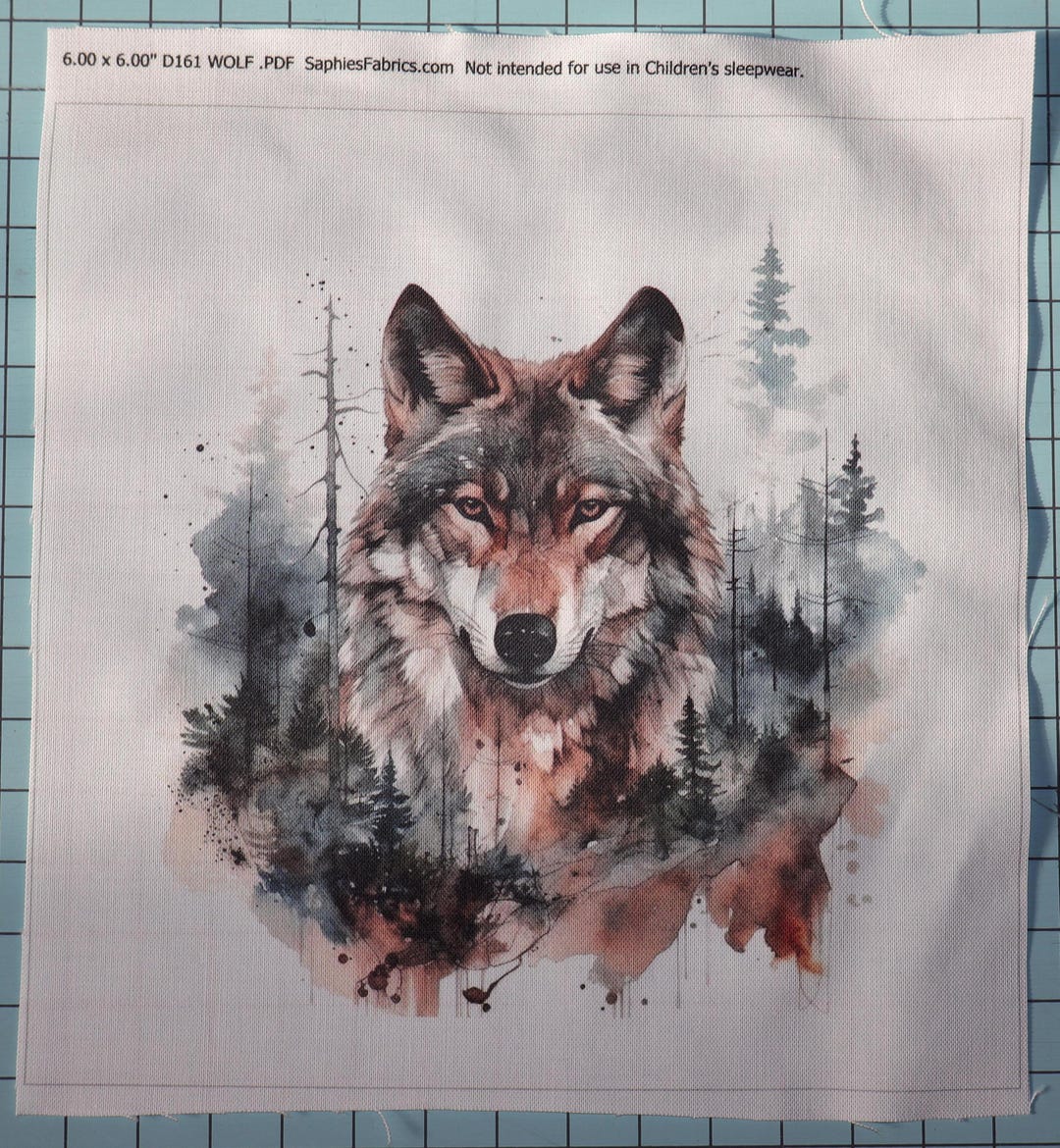 Wolf 100% Cotton Fabric Panel Block Small Quilting Sewing Square D161 ...