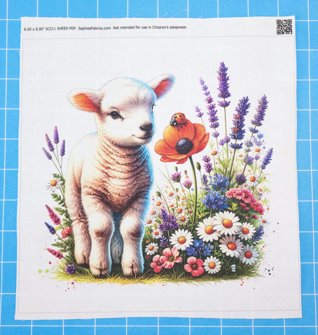 Spring Lamb/sheep 100% Cotton Fabric Panel Block | Small Sewing ...