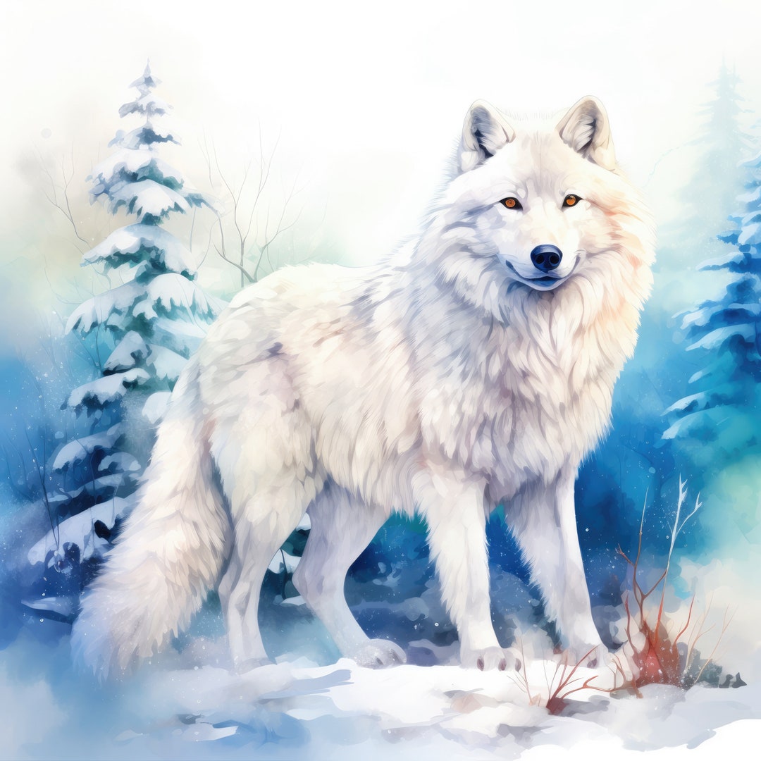 White Wolf 100% Cotton Fabric Panel Square Small Sewing Quilting Block ...
