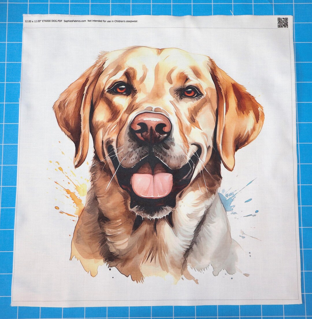 Labrador Dog 100% Cotton Fabric Panel Block | Small Sewing Quilting ...