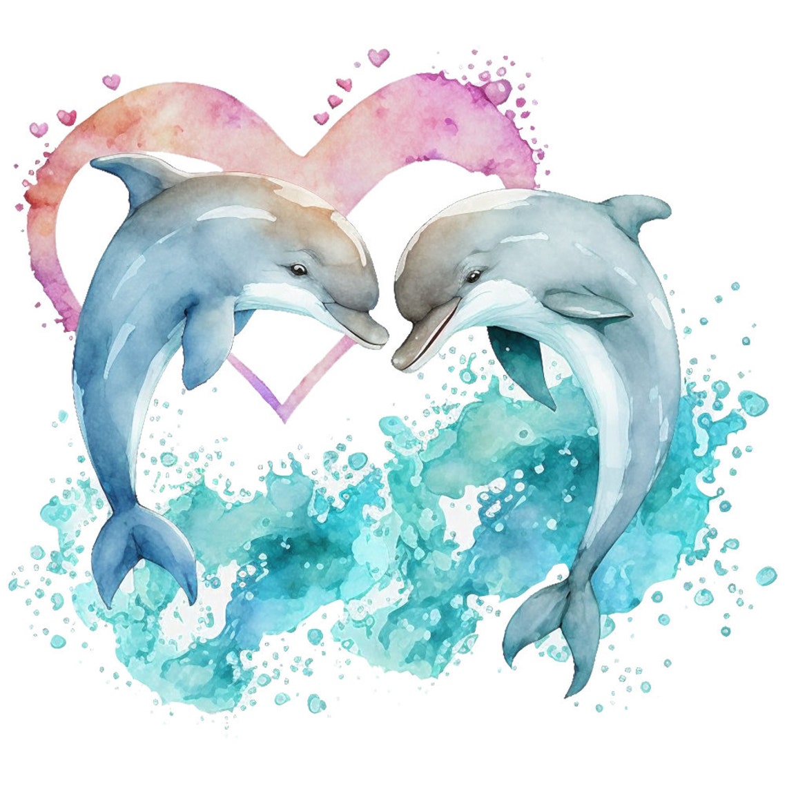 Watercolor Dolphins 100% Cotton Fabric Panel Square Quilting - Etsy