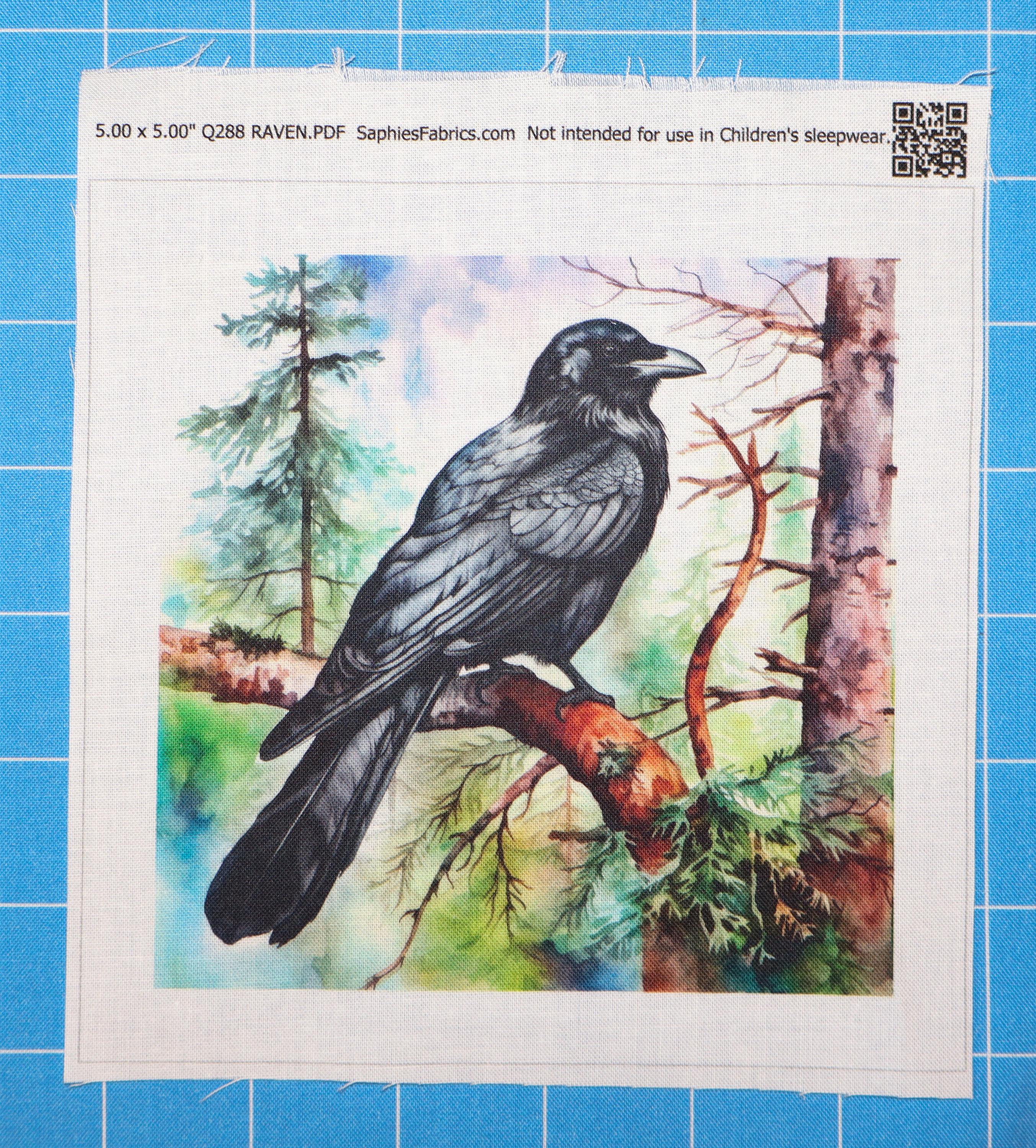 Raven 100% Cotton Fabric Panel Block Quilt Square Q288 - Etsy