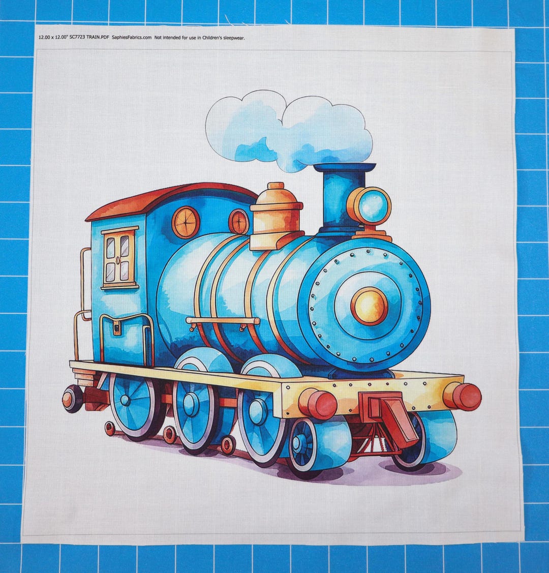 Train 100% Cotton Fabric Panel Block | Small Sewing Quilting Square ...