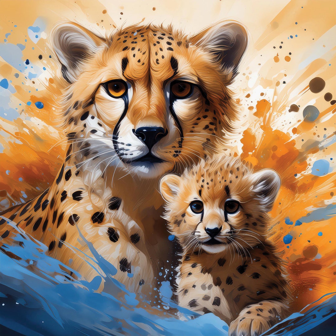 Cheetah 100% Cotton Fabric Panel Square Small Sewing Quilting Block ...