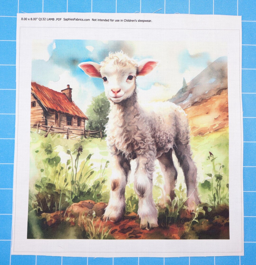 Lamb Sheep 100% Cotton Fabric Panel Block | Small Quilting Sewing ...