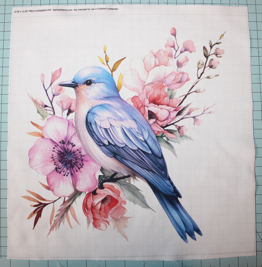 Songbird 100% Cotton Fabric Panel Block Small Sewing Quilting Square ...