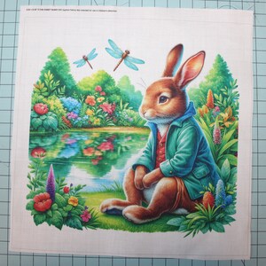 Garden Rabbit 100% Cotton Fabric Panel Block | Small Quilting Sewing ...