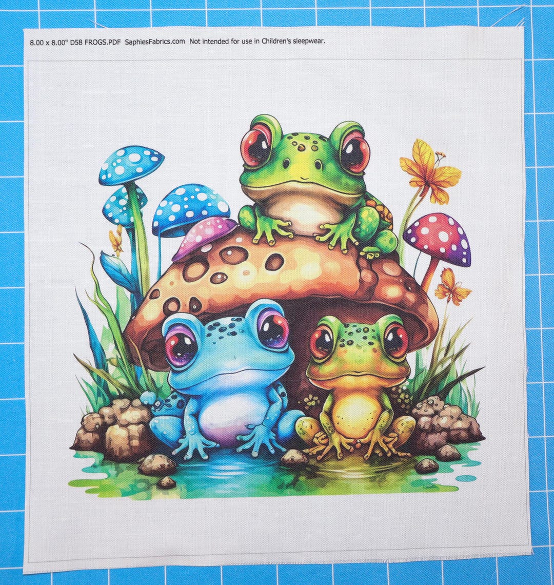 Frogs 100% Cotton Fabric Panel Block | Small Quilting Sewing Square D58 ...