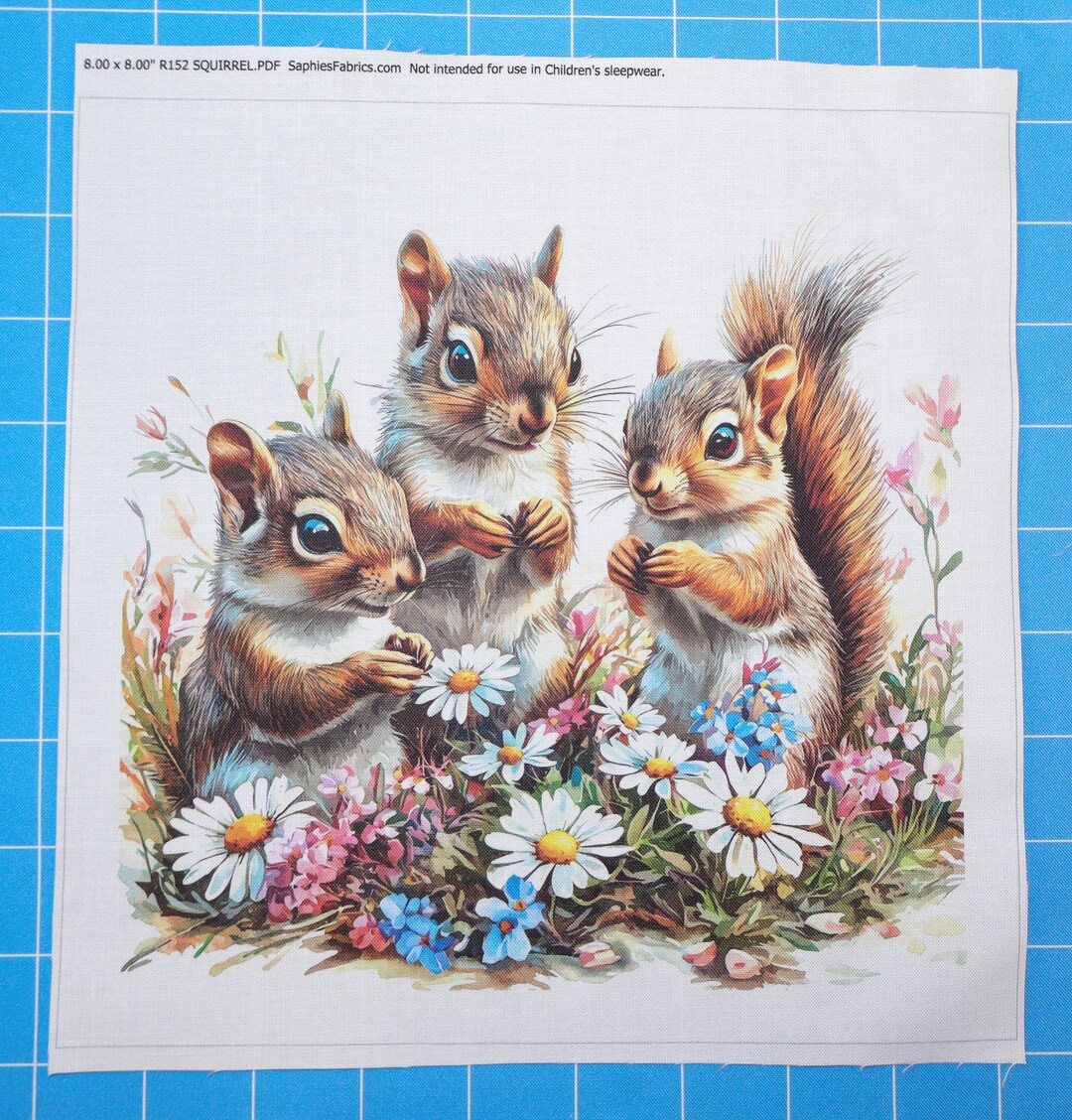 Squirrels 100% Cotton Fabric Panel Block | Small Sewing Quilting Square ...