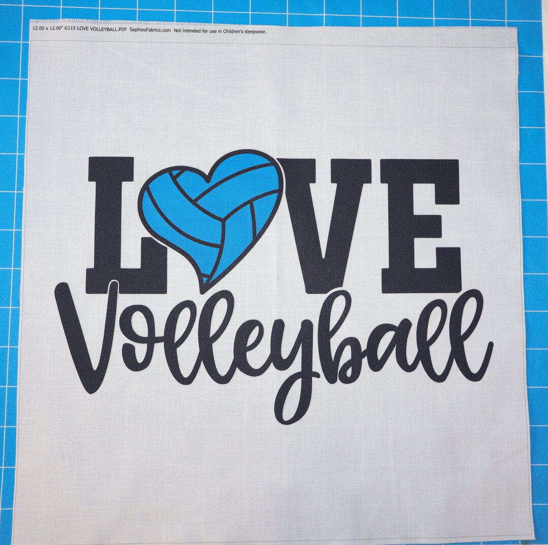 Love Volleyball 100% Cotton Fabric Panel Block | Small Quilting Sewing ...