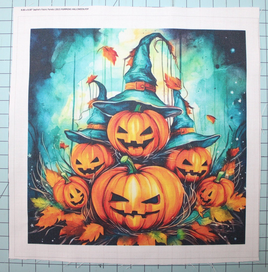 Halloween Pumpkins 100% Cotton Fabric Panel Block | Small Sewing ...