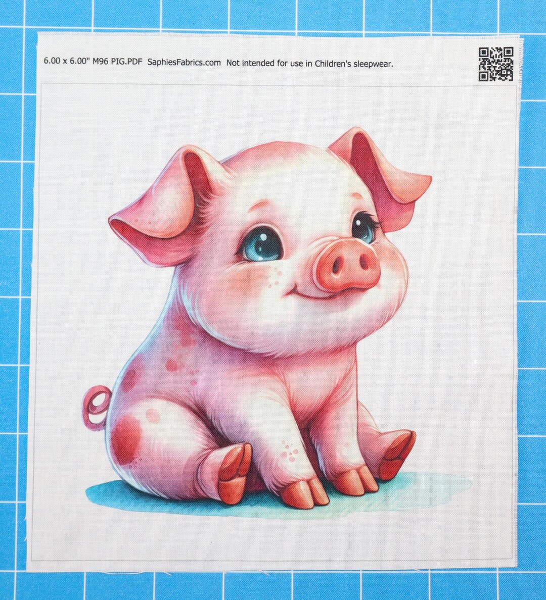 Pig 100% Cotton Fabric Panel Block | Small Sewing Quilting Square M96 ...