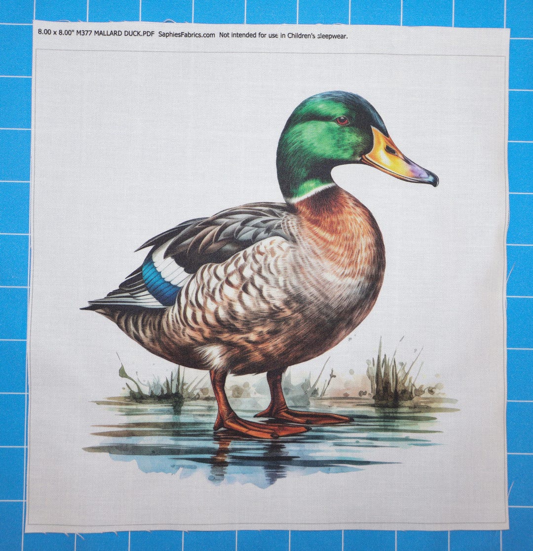 Mallard Duck 100% Cotton Fabric Panel Block | Small Sewing Quilting ...