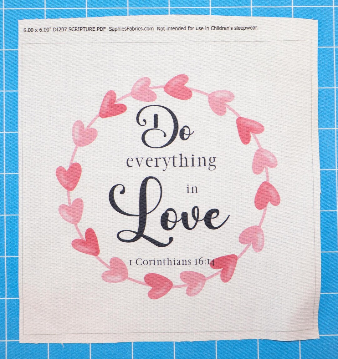 1 Corinthians 16:14 Bible Verse 100% Cotton Fabric Panel Block | Small ...