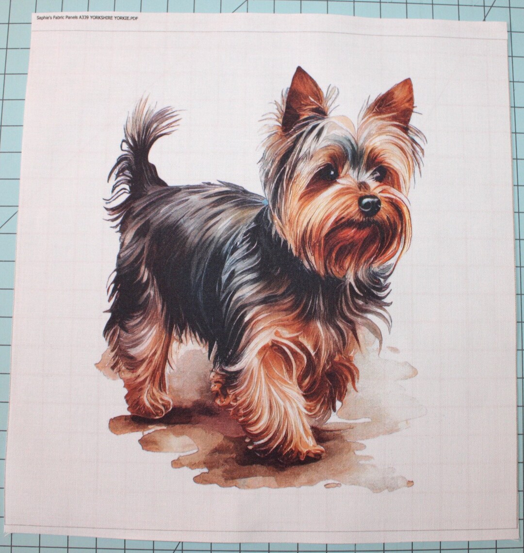 Yorkie Dog 100% Cotton Fabric Panel Block Small Sewing Quilting Square ...