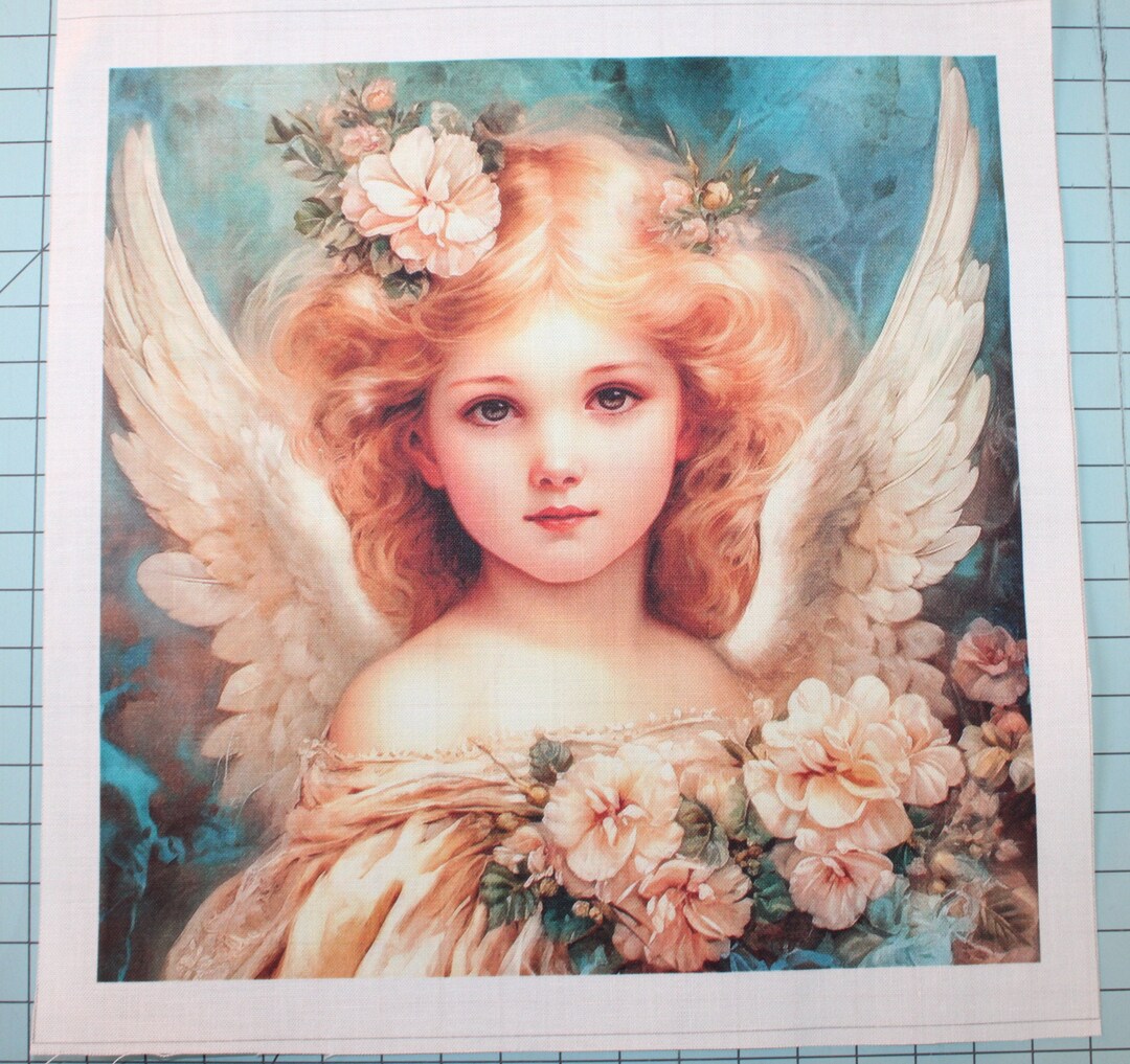Angel 100% Cotton Fabric Panel Block Small Sewing Quilting Square D8968 ...