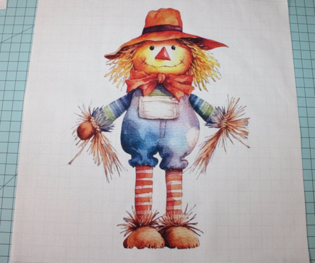 Scarecrow 100% Cotton Fabric Panel Block Small Sewing Quilting Square ...