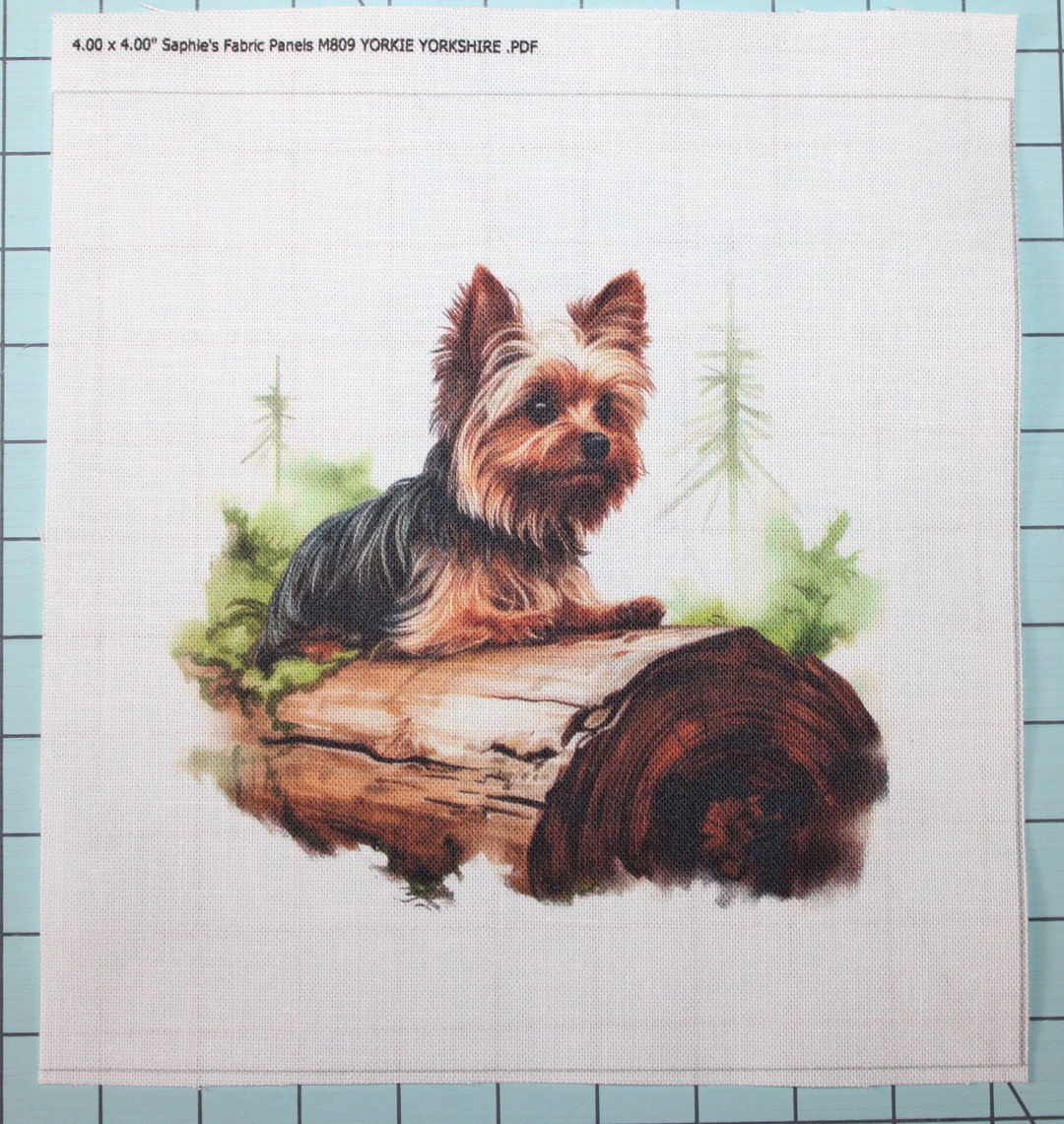 Yorkie Yorkshire 100% Cotton Fabric Panel Square Small Sewing Quilting ...