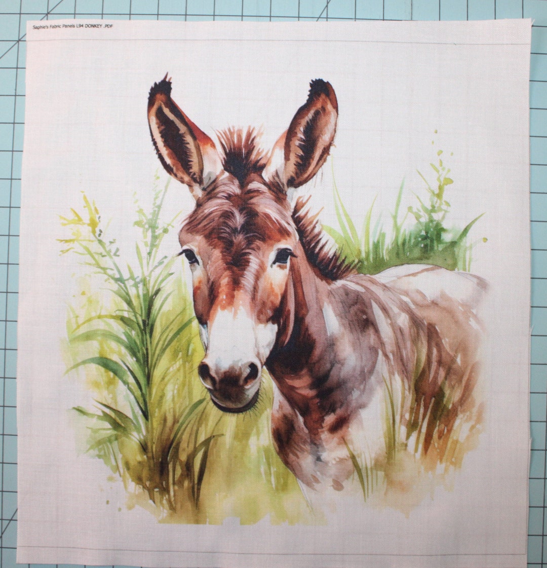 Donkey 100% Cotton Fabric Panel Square Small Quilting Sewing Block L94 ...