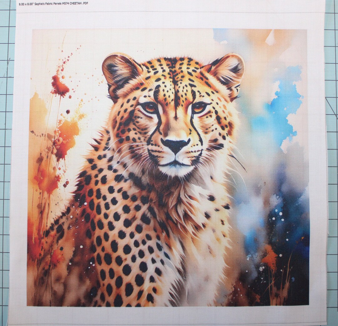 Cheetah 100% Cotton Fabric Panel Square Small Sewing Quilting Block ...