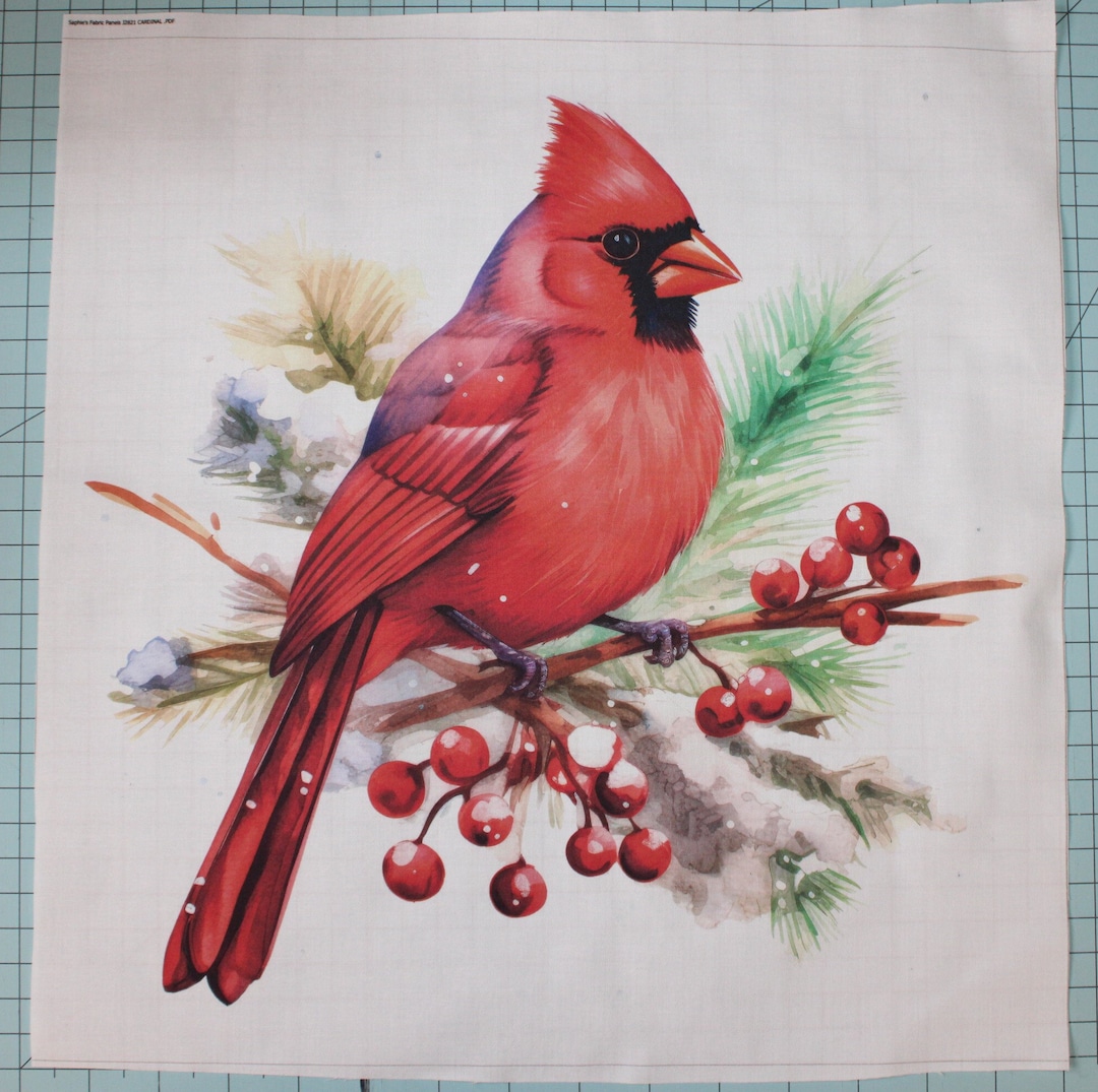 Cardinal 100% Cotton Fabric Panel Block | Small Sewing Quilting Square ...