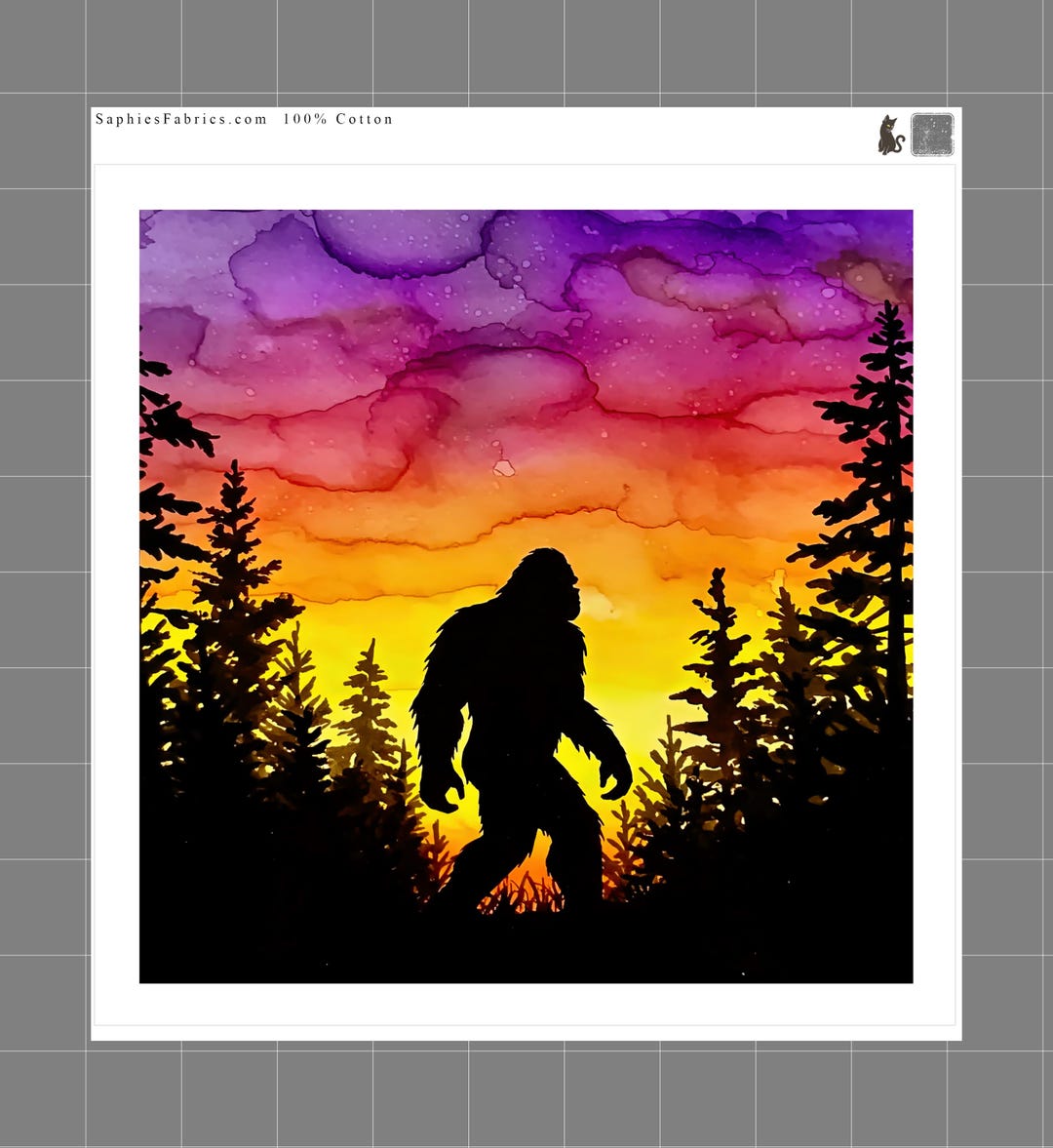 Bigfoot Sasquatch 100% Cotton Fabric Panel Block | Small Quilting ...
