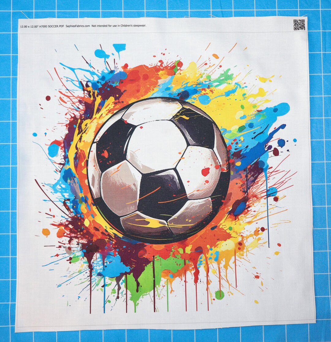 Soccer Ball 100% Cotton Fabric Panel Block | Small Quilting Sewing ...
