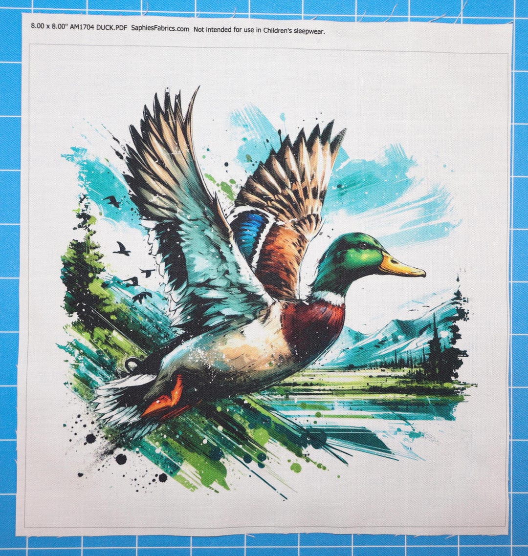 Mallard Duck 100% Cotton Fabric Panel Block | Small Sewing Quilting ...