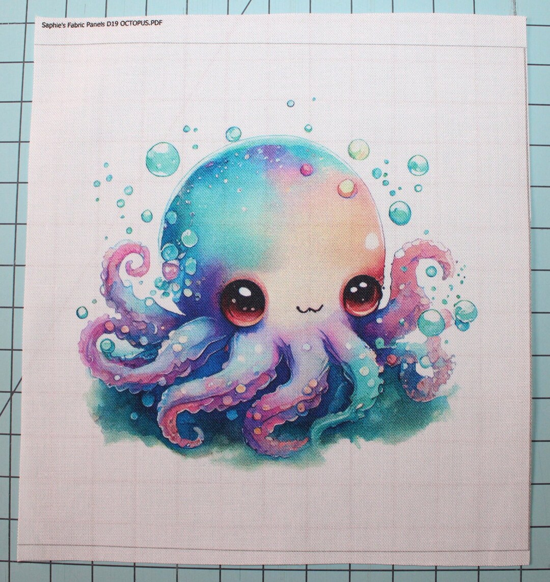 Octopus 100% Cotton Fabric Panel Square Small Quilting Sewing Block D19 ...