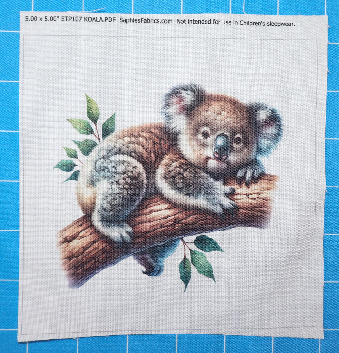 Koala Bear 100% Cotton Fabric Panel Block | Small Sewing Quilting ...