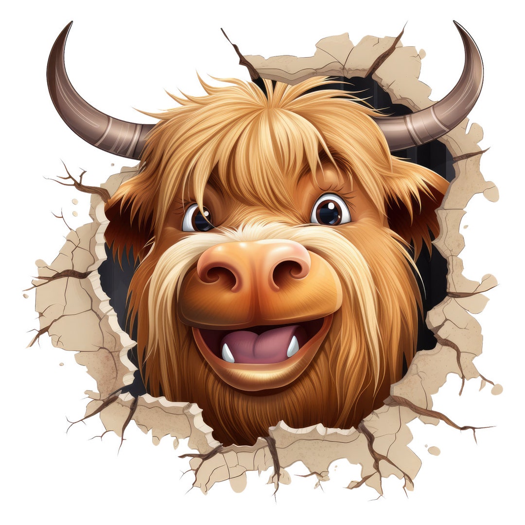 Fabric Panel Cow Busting Through Wall 100% Cotton Fabric Panel - Etsy