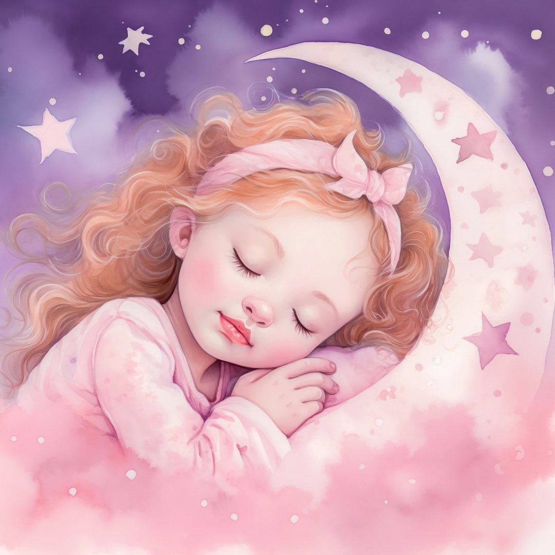 Sleepy Girl 100% Cotton Fabric Panel Square Small Sewing Quilting Block ...