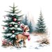 Pink Winter Deer 100% Cotton Fabric Panel Square Small Sewing Quilting ...