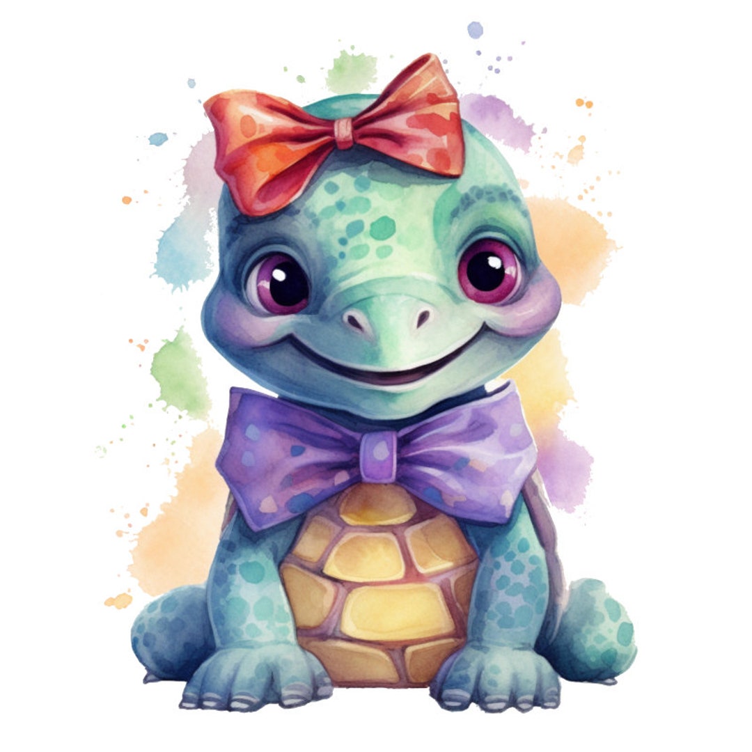 Turtle With Bow 100% Cotton Fabric Panel Square Small - Etsy
