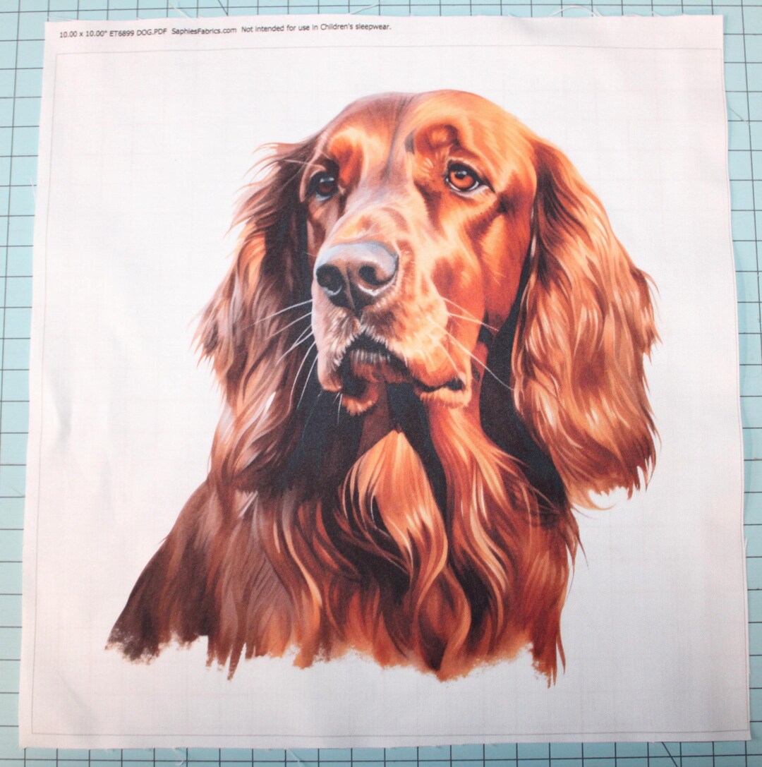 Irish Setter 100% Cotton Fabric Panel Block | Small Sewing Quilting ...