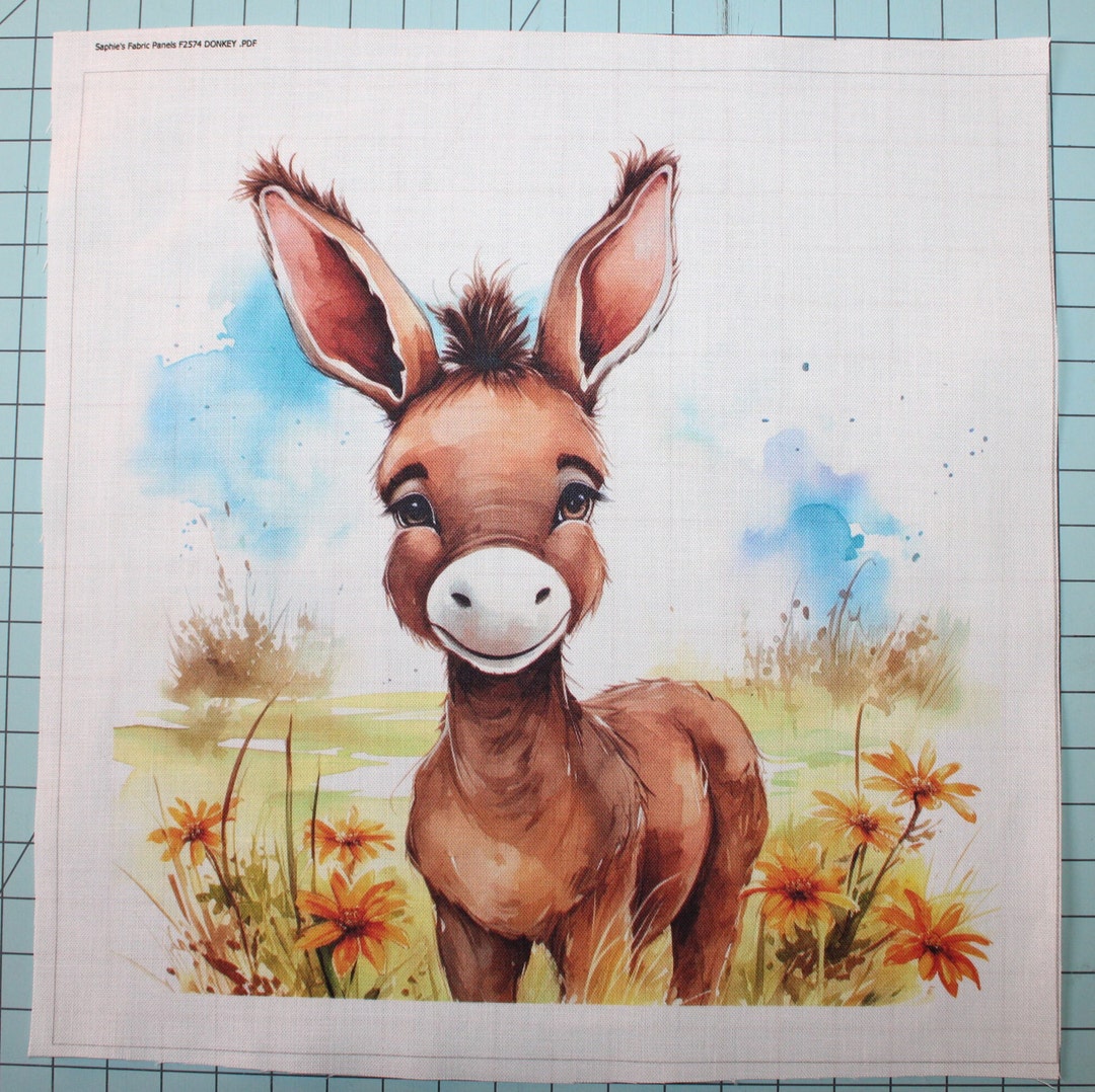 Donkey 100% Cotton Fabric Panel Square Small Quilting Sewing Block ...